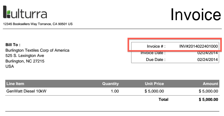 External Invoice Number Kulturra